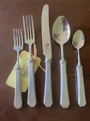 vagabond house pewter hammered flatware - 5 pc place setting x 8 = 40 ...