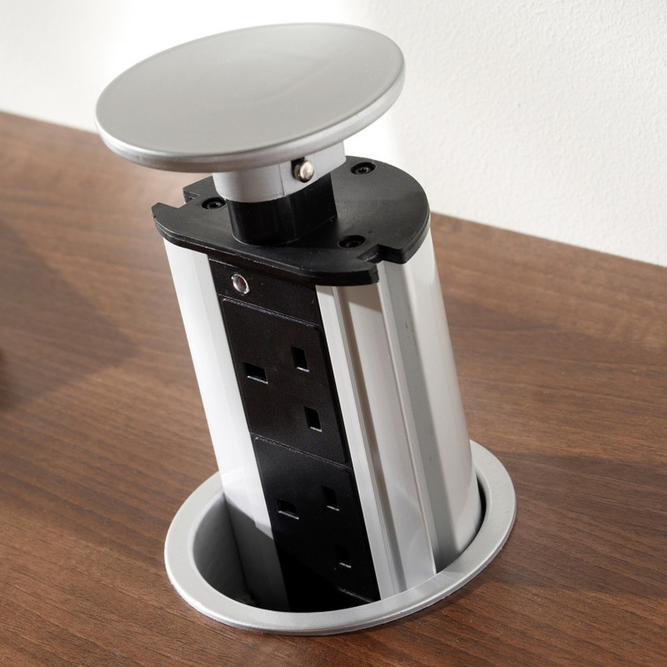 Pop Up Power Dock (3 Plug Sockets, 2 USB Sockets) Finished Black OR ...