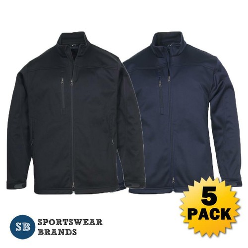 5 x Mens Premium Soft Shell Jacket Casual Work Business Comfort Navy ...