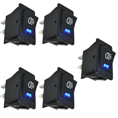 5 X 12V 35A Universal Car Fog Light Rocker Switch Blue LED Dashboard 4P ...