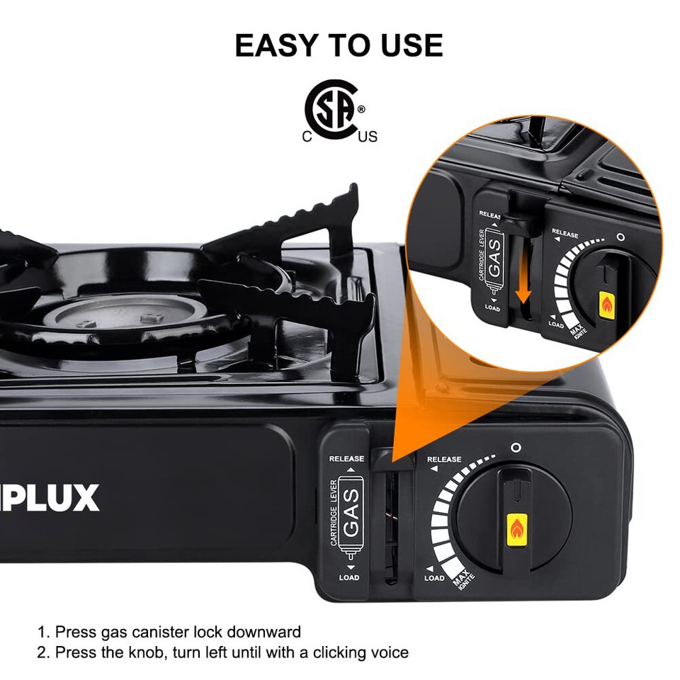 Camplux Portable Gas Cooktop Stand with AUTO Ignition LPG Propane ...