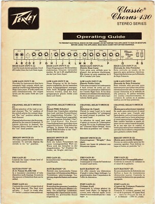 PEAVEY CLASSIC CHORUS 130 Operating Guide, Good Condition | eBay