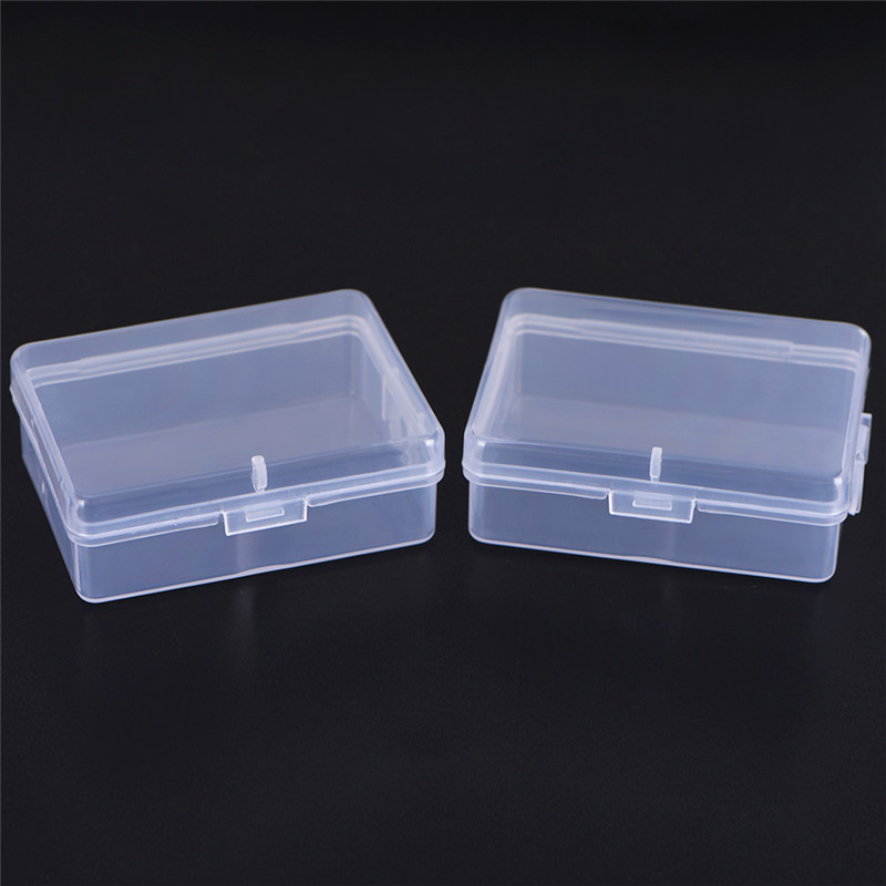 2PCS Small Transparent Plastic Storage Box Clear Square Multipurpose ...