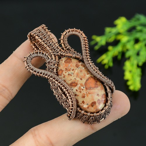Limestone In Garnet Gemstone Handmade Copper Wire Wrap Jewelry Pendant ...