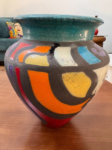Colorful Abstract Vintage Raku Studio Art Pottery Signed Connie Segal ...