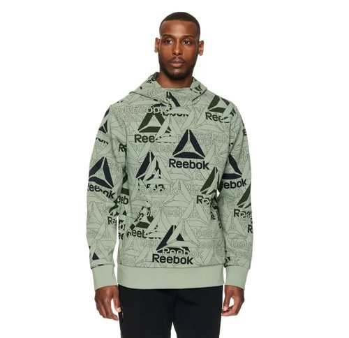 Reebok Men's Unwind Hoodie, Size Large Green All Over Print Running ...