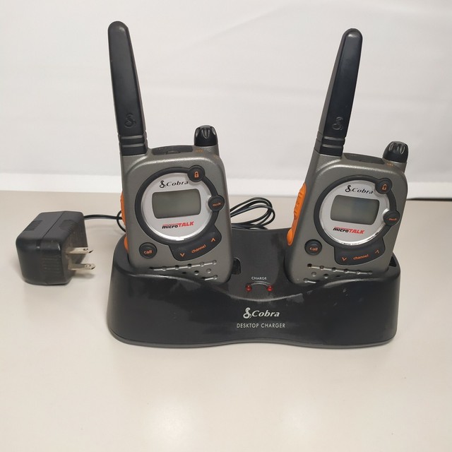 2 Cobra Micro Talk Radio Walkie Talkies With Desktop Charger Fa-cg ...