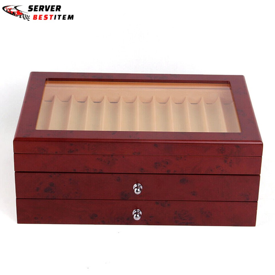 3 Layer 34 Slot Fountain Pen Display box wood Collector Storage ...