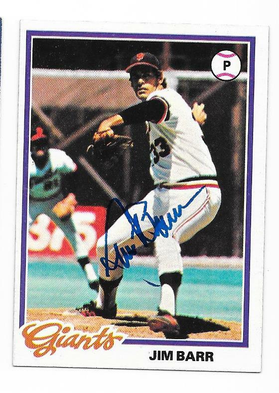 JIM BARR 1978 TOPPS AUTOGRAPHED SIGNED # 62 SAN FRANCISCO GIANTS | eBay