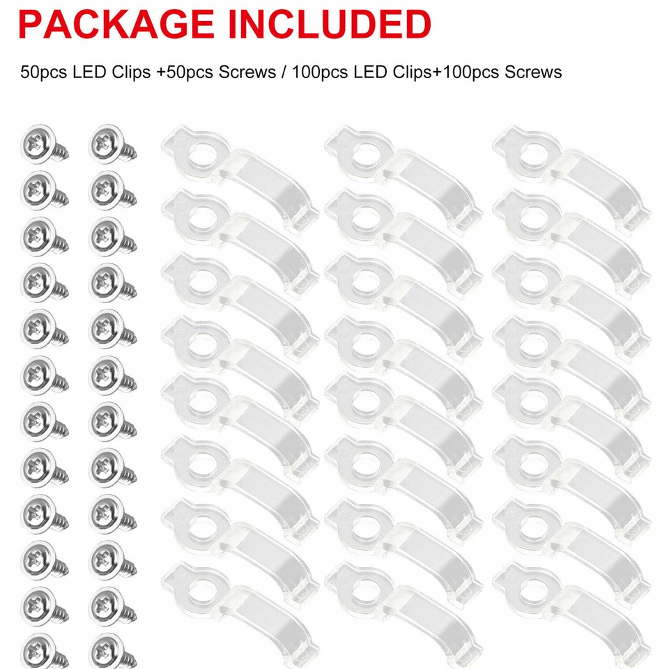 100Pcs/Set Mounting Bracket Clip Fastener For Fixing 5050 RGB LED Strip ...