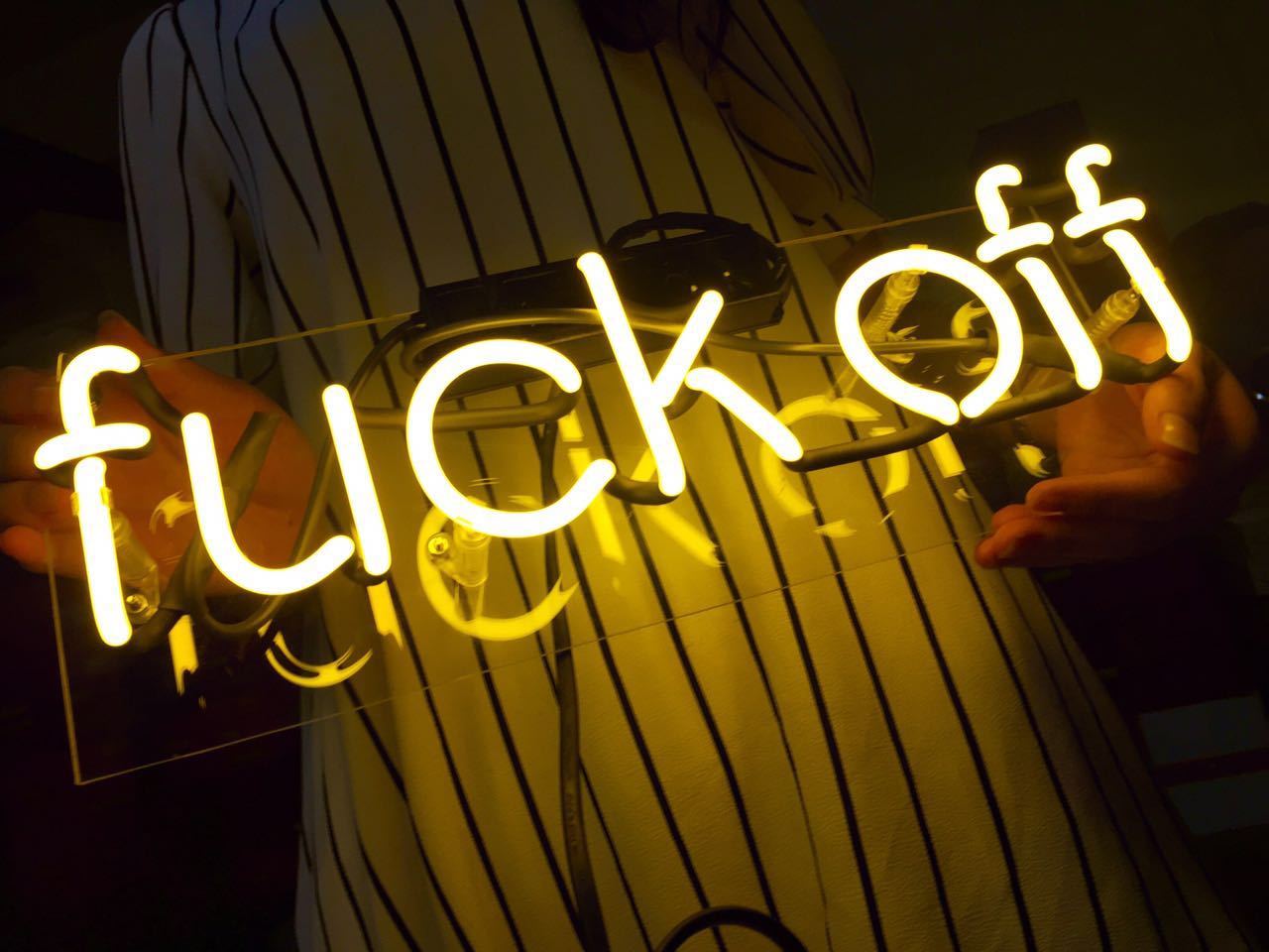 Fvck Off Neon Sign Light Handmade Real Glass Tube Beer Bar Pub Wall ...