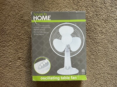 12" Oscillating Table Fan 3 Speed White "House To Home" Intertek - Open ...