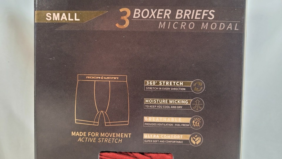 RocaWear 3 Micro Modal Boxer Briefs S Black Gray Red Ultra Comfort ...
