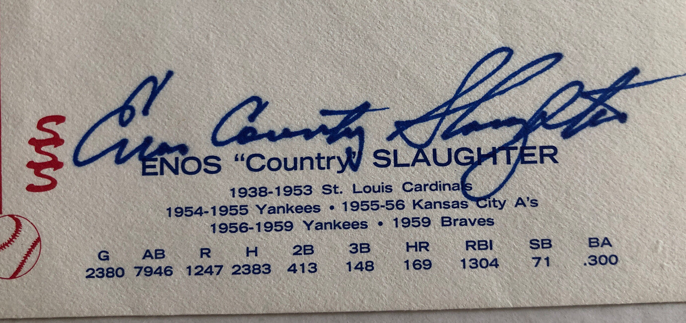 Enos Slaughter Signed Autographed 1985 HOF Unused Cachet | eBay