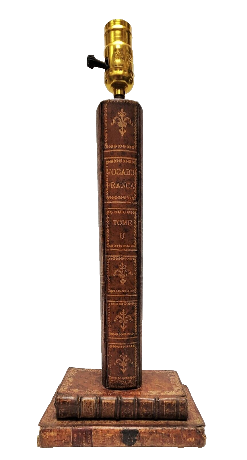 Genuine Antique Stacked French Leather Book Table Lamp Paris Flea ...