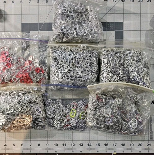 1800+ Multi-Color Aluminum Can Tabs, Pop Tabs, Beer, Soda APROX. 1.7LBS ...