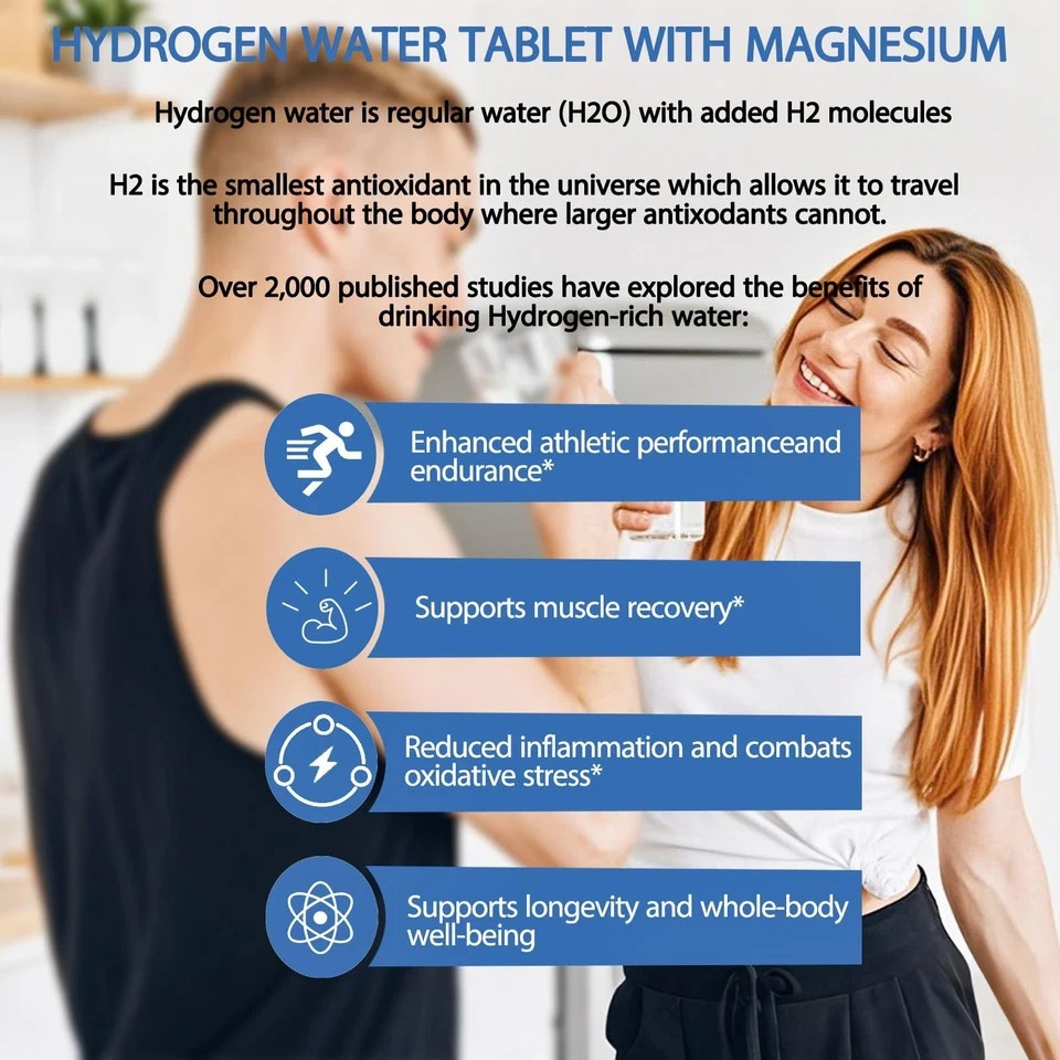 Hydrogen Water Tablets, 12PPM H2 Molecular Tablets for Drinking Water w ...