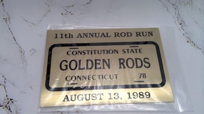 Golden Rods 11th Annual Rod Run 1989 Connecticut Metal Plaque | eBay