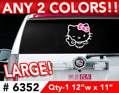 HELLO KITTY PEACE SIGN LARGE DECAL STICKER 12"w x 11" | eBay
