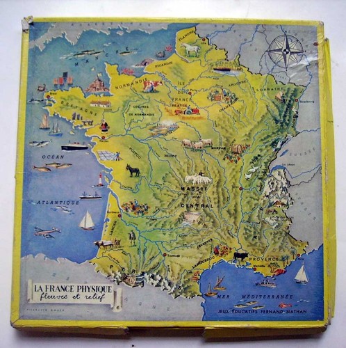 Vintage Puzzle Bois - JEUX NATHAN - LA FRANCE PHYSIQUE - Pierrette ...