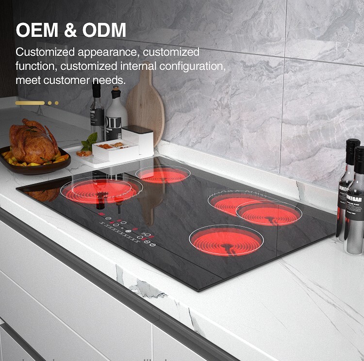 30'' Built-in Electric Ceramic Cooktop Stove Top 4 Burner Timer Touch ...