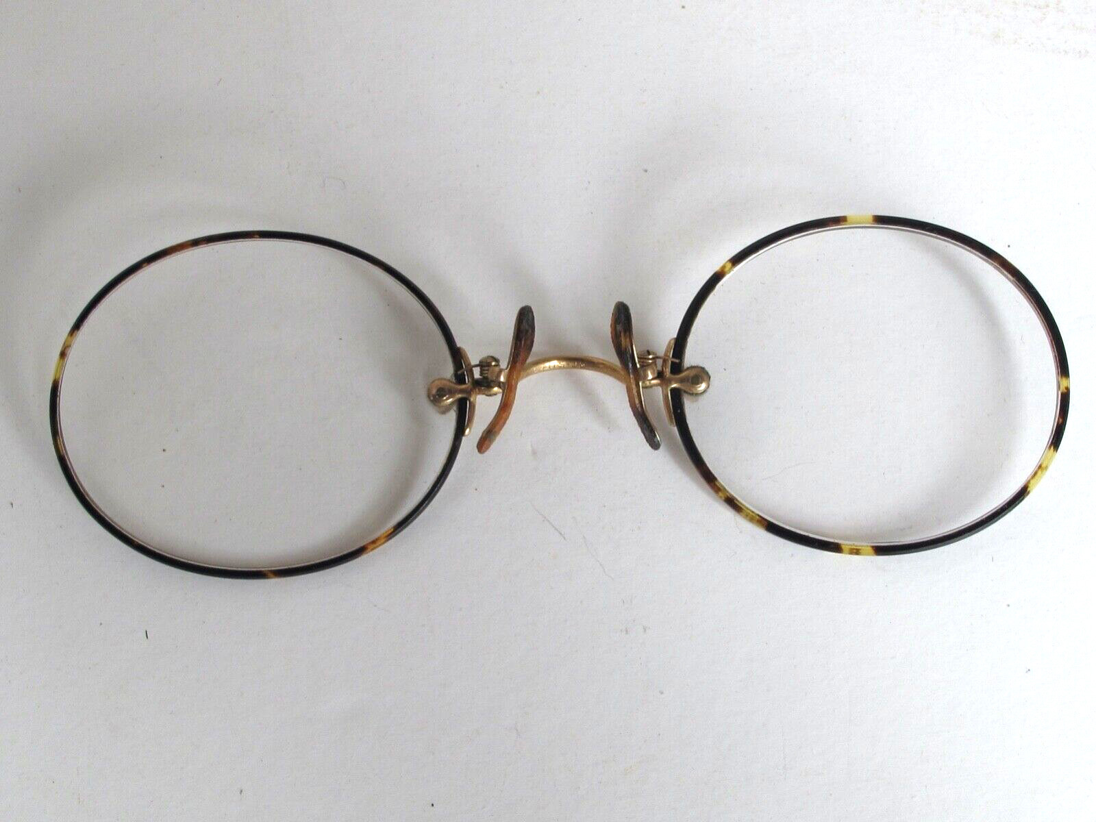 Antique Tortoise Pince Nez Eyeglasses with Case - Gem