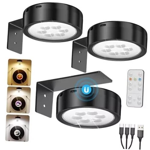 Wireless Rechargeable Over Picture Lights for Wall, 3 3 pack 3000k ...