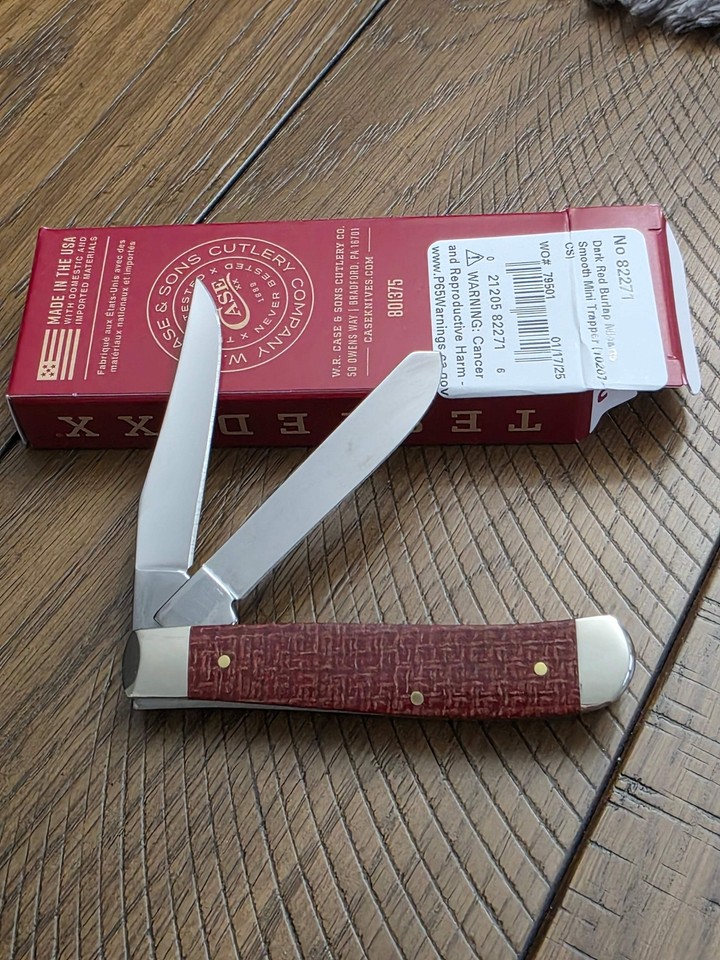 2025 Case XX Mini Trapper Dark Red Burlap Micarta First Production Run ...