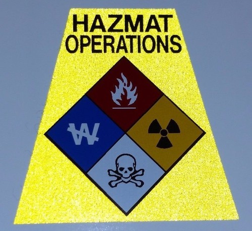 Reflective Fluorescent Yellow HAZMAT OPERATIONS Helmet Tetrahedron Tet ...