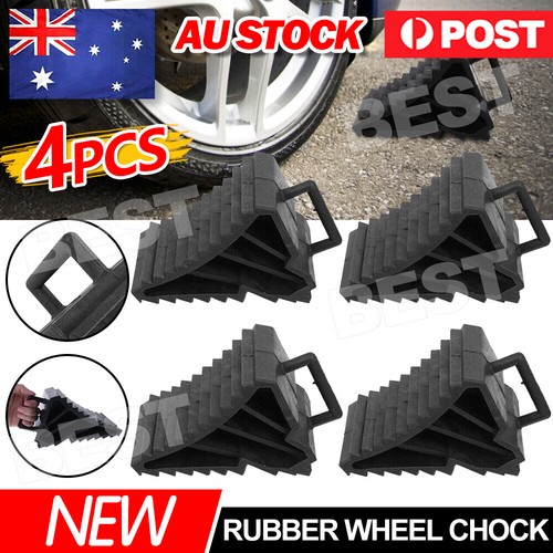 4pcs Heavy Duty Rubber Wheel Chock Tough Chocks Stops Car Trailer Boat ...