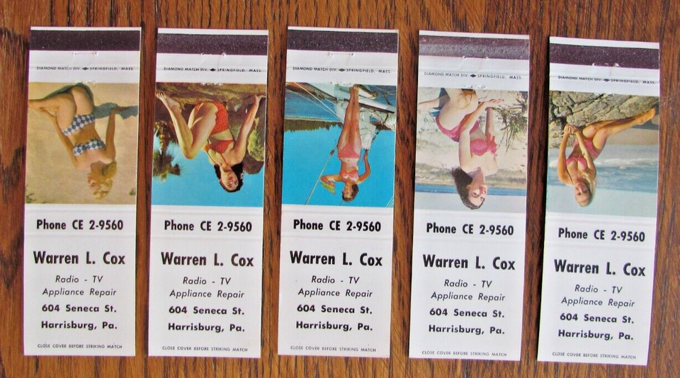 GIRLIE PIN-UP PHOTO MATCHBOOK COVERS WARREN COX TV HARRISBURG PA ...