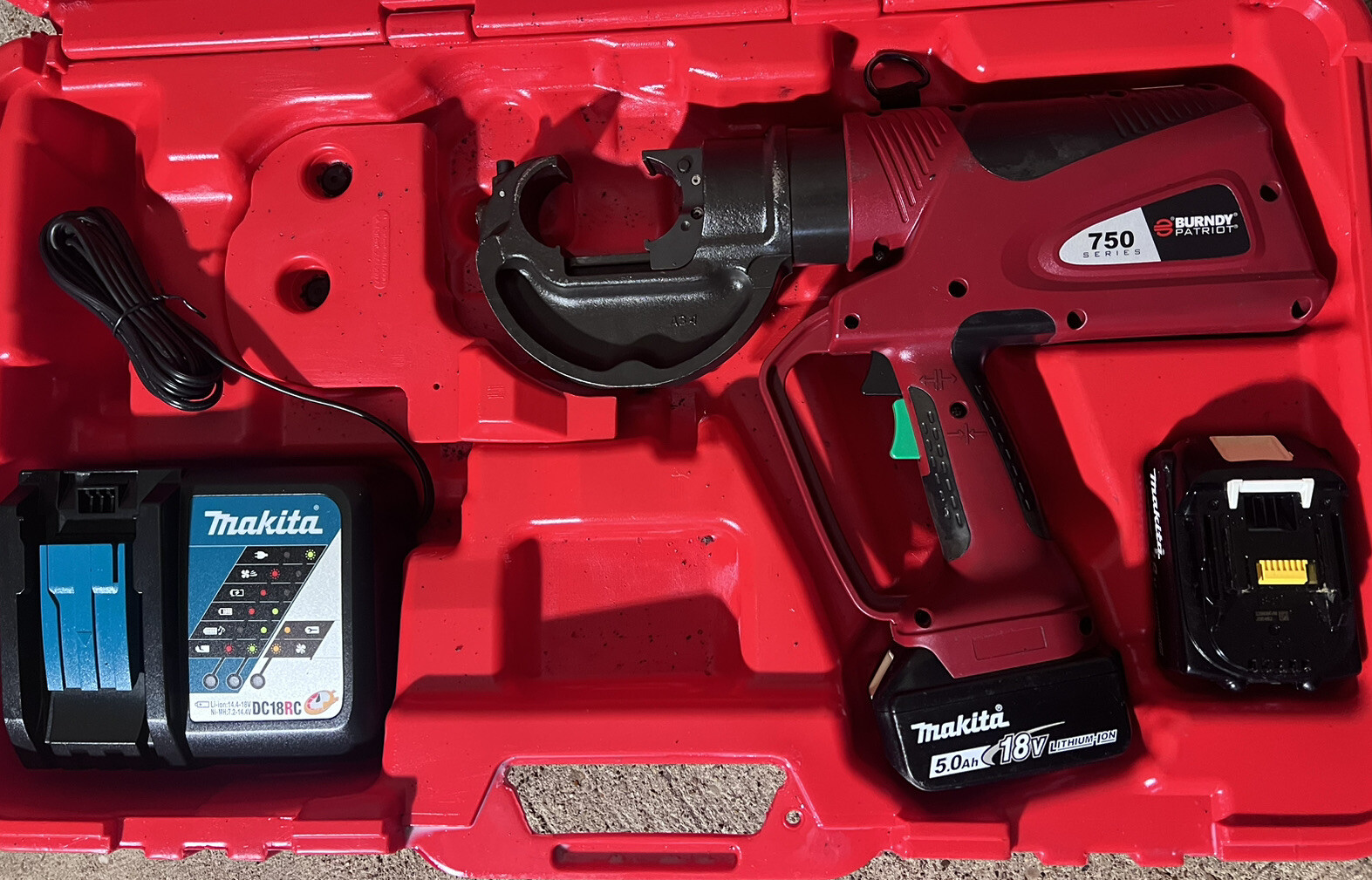 Burndy PAT750LI Hydraulic Battery Rubber Covered Head Crimping Tool for ...