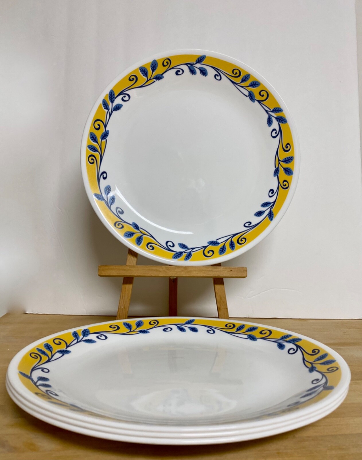 Corelle Casa Flora Dishes 10.25" Dinner Plates Set Of 4 Yellow Blue ...