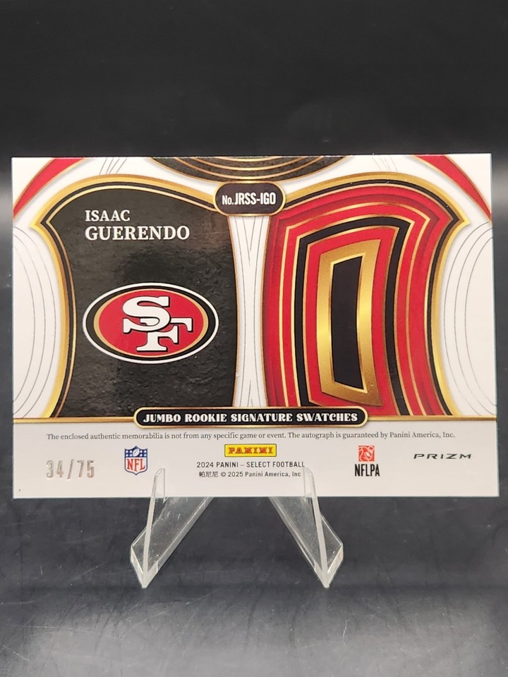 2024 Select Isaac Guerendo RPA 34/75 Patch White Prizm #JRSS-IGO 49ers ...