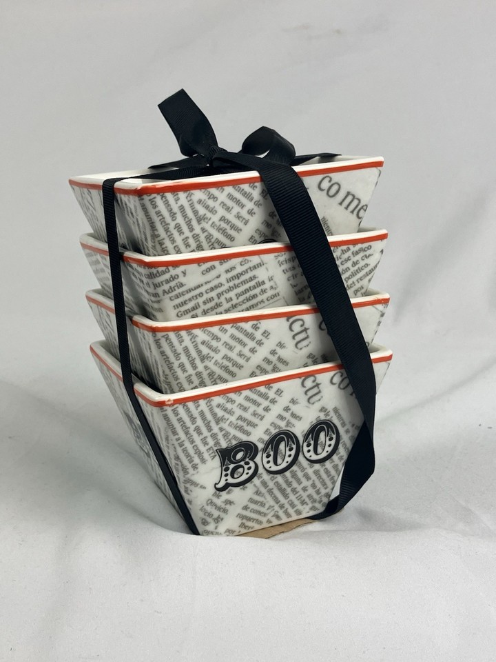 Wicked Ciroa Boo Spooky Square Halloween Snack Bowls Set of 4 Newspaper ...