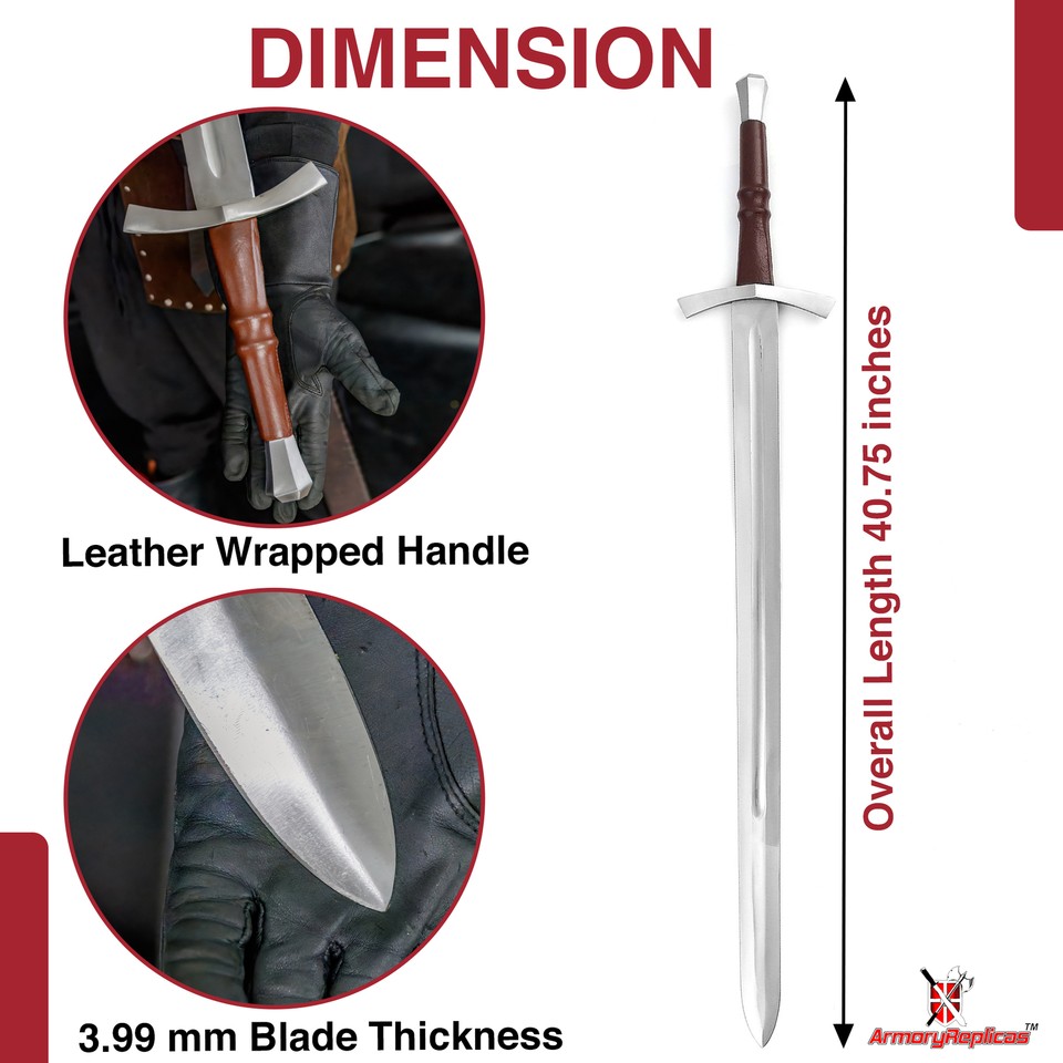 1095 High Carbon Steel Medieval Sword w/ Wood Handle | Faux Snake skin ...