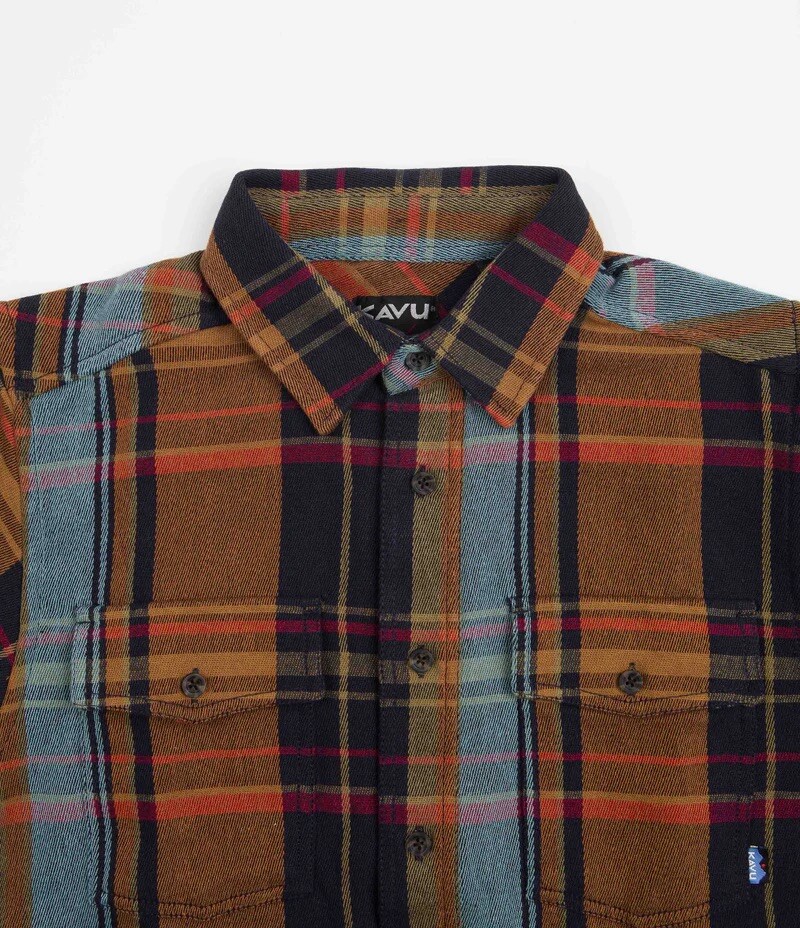 Kavu Plaid Ocean Depth Carrick Button-Up Mens Shacket Large Barn Shirt ...