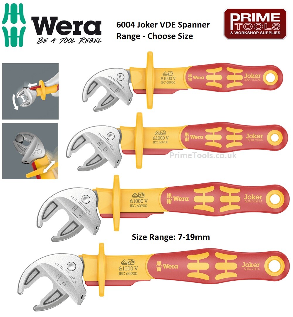 Wera 6004 JOKER VDE Self Setting Adjustable Wrench Spanner - XS S M L ...