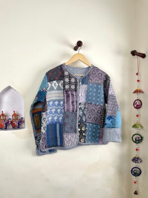 Grey Quilted Cotton Patchwork Jacket Handmade Cotton Jacket Women's ...