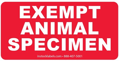 Exempt Animal Specimen Warning Labels | 1.5 x 3" Inch | 500 Pack | eBay