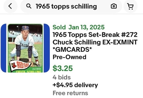 1965 Topps #272 Chuck Schilling Boston Red Sox EX Card | eBay