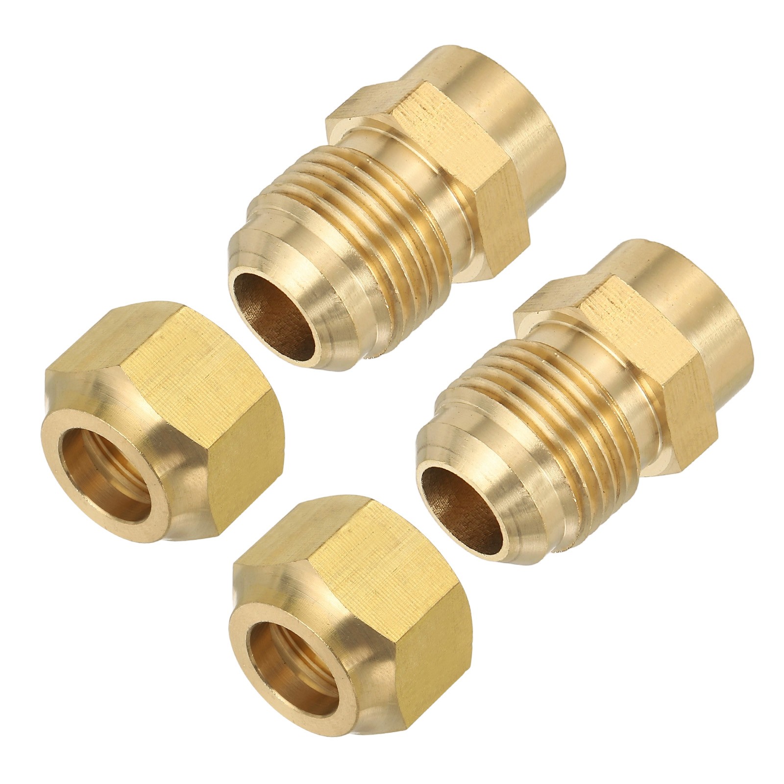 2Pcs 1/2" Flare Male Thread Brass Flare Tube Fitting Pipe Adapter with ...