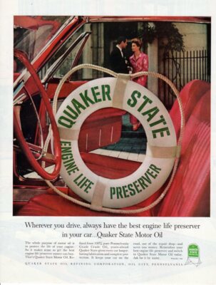 Vintage advertising print Gas Oil Quaker State Motor Oil Engine Life ...