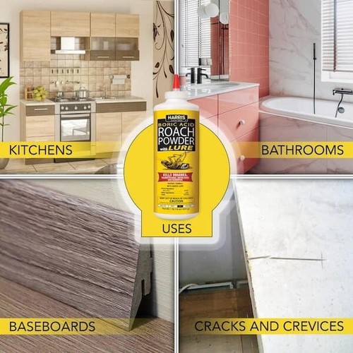 Harris Boric Acid Roach & Silverfish Killer Powder with Lure - 16 oz ...