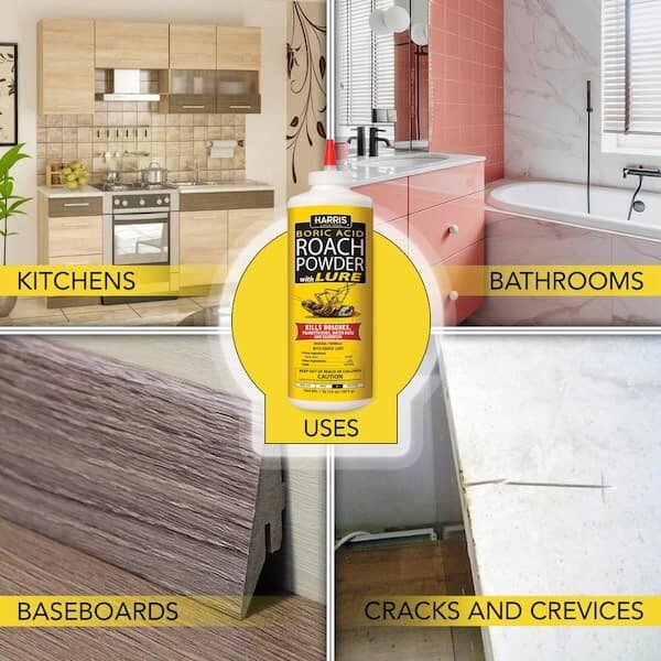 Harris Boric Acid Roach & Silverfish Killer Powder with Lure - 16 oz ...