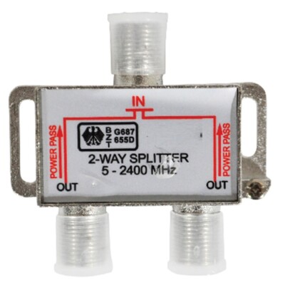 2 Way Y Splitter F Type Screw Connector TV Virgin Cable Sky Satellite ...