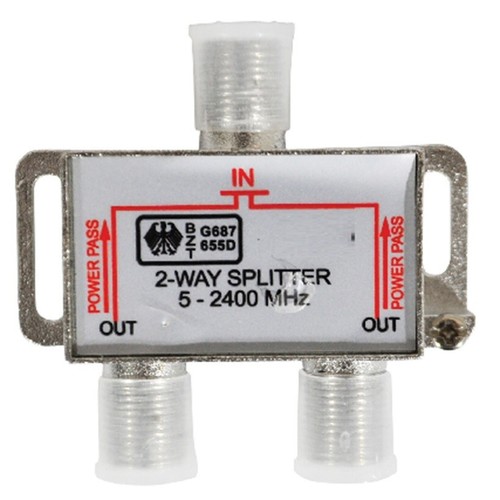 2 Way Y Splitter F Type Screw Connector TV Virgin Cable Sky Satellite ...