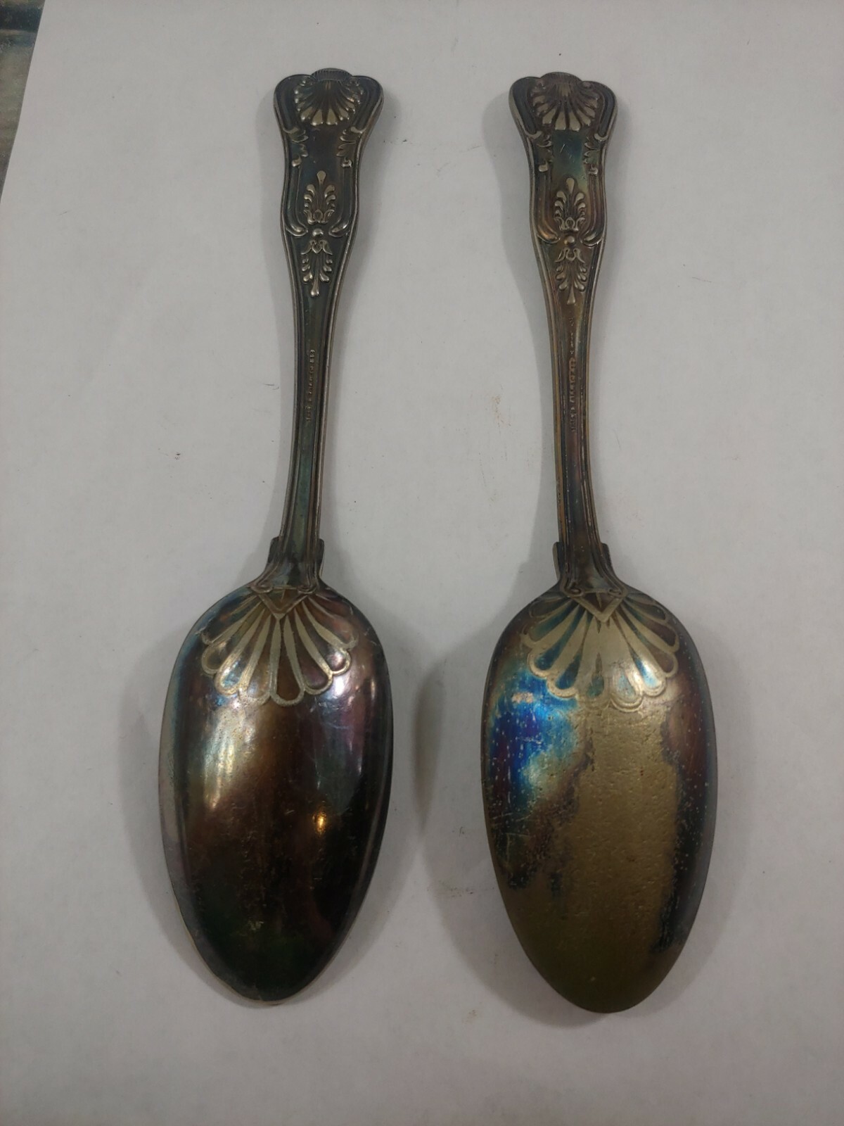 Set of 2 1835 R. Wallace 12 Silver Plated Shell Serving Spoons 8 1/2 ...