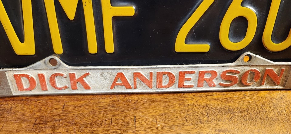 Dealer License Plate And Frame 1970 Madera California Dick Anderson ...