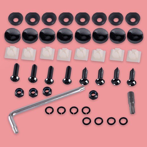 Vehicle Number Reg Plate Screws Bolts and Nuts Black Fitting Fixing Kit ...